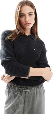 Tommy Jeans Pull style polo &agrave; d&eacute;tails paillet&eacute;s - Noir