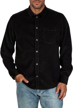 Riverso RIVMorten Chemise en velours côtelé à manches longues pour homme Coupe droite Uni Noir Beige Vert Tailles S M L XL XXL 3XL 4XL 5XL, Noir, 5XL