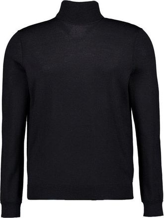 Bogner Herren Rollkragenpullover schwarz Schurwolle unifarben