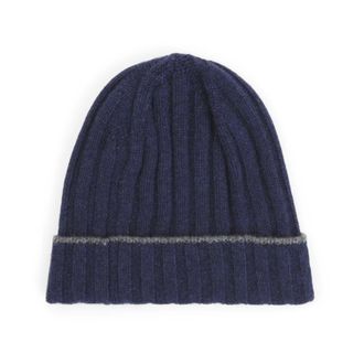 Brunello Cucinelli Homme, Accessoires, Bleu, Taille: M Bonnet en cachemire c&ocirc;tel&eacute;