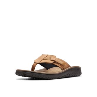 Clarks Herren Wesley Sun Flipflop, Hellbraunes Leder, 42 EU