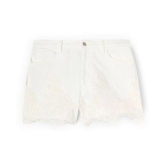 Motivi Drill Shorts mit Spitze - - Shorts - Damen - Wei&szlig; - L