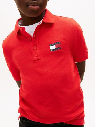Tommy Hilfiger Poloshirt WAVY FLAG POLO ITHICA PLACKET SHORT SLEEVE Kinder bis 16 Jahre, Baumwoll-Piqu&eacute;, regular fit