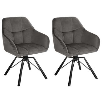 Woltu Esszimmerstuhl drehbar 2er Set, K&uuml;chenstuhl, Polsterstuhl, Drehstuhl, bequemer Stuhl mit Armlehnen R&uuml;ckenlehne, Armlehnenstuhl f&uuml;r Esszimmer Wohnzimme