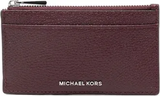 Michael Kors Femme, Accessoires, Rouge, Taille: ONE Size Sac Rouge en Cuir avec Fermeture Éclair et Porte-cartes