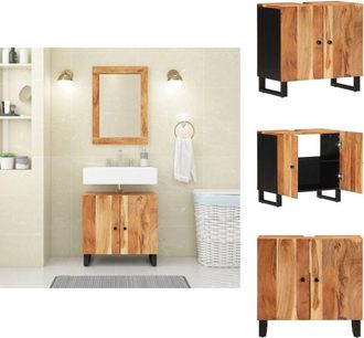 vidaXL Waschbeckenunterschrank Massivholz Akazie und Holzwerkstoff - Badezimmermöbel - Holzbadschrank - Wascht Tischschränkchen - Akasienholzmöbel