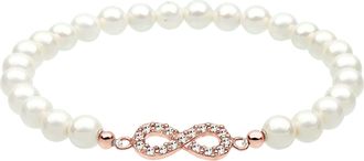 Elli Armband Damen Infinity Perle mit Kristalle in 925 Sterling Silber Rosé vergoldet