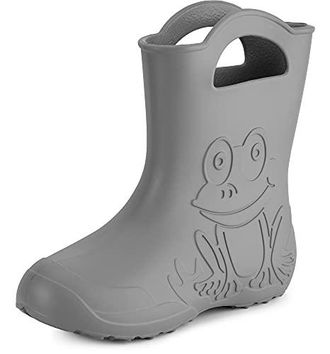 Ladeheid Bottes de Pluie en EVA pour Femme Bottes en Caoutchouc Resistantes à leau Bottines Imperméables Wellies Chaussures de Sécurité Femme LA-CA-09 (Gris, 4