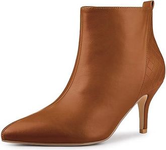 Allegra K Bottines &agrave; talons aiguilles &agrave; bout pointu et fermeture &eacute;clair lat&eacute;rale pour femme, marron, 40 EU