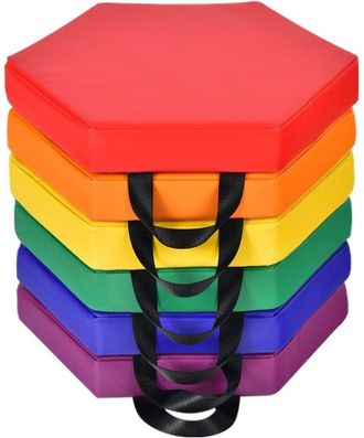 Costway Costway - 6er Set Kinder Stuhlkissen mit Griff, Bodenkissen mit Reissverschluss, Sitzkissen Mehrfarbig, Sitzerhoehung Hauptkissen f&uuml;r Kinderzimmer