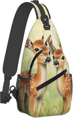 Generic Durable Sacoche Bandouliere Peinture de cerfs de Virginie Sacs &agrave; Bandouli&egrave;re Antivol Sac Poitrine pour Randonn&eacute;e Camping Femme
