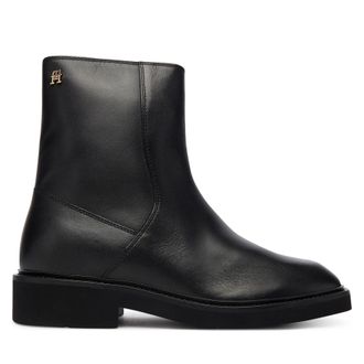 Tommy Hilfiger Stiefeletten Tommy Hilfiger Th Square Toe Leather Bootie FW0FW09046 Schwarz