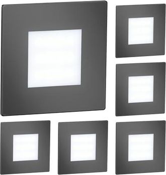LEDs Com 6 lampes LED descalier/encastrées dans le mur FEX pour lintérieur et lextérieur, carrées, anthracite, 85 x 85mm, blanc froid