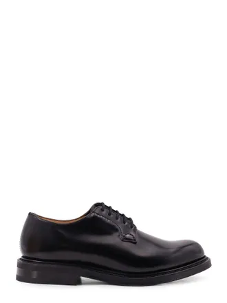 Churchs Mens Lace-Up Shoes Shannon Leather Black Flat