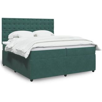 vidaXL Boxspringbett mit Matratze Dunkelgr&uuml;n 200x200 cm Samt vidaXL