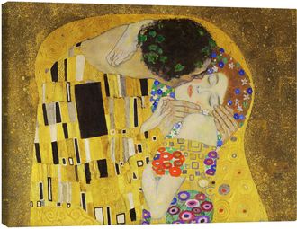 Posterlounge Der Kuss (Detail) III Leinwandbild von Gustav Klimt 70 x 50 cm Gelb Wandbilder Wanddeko