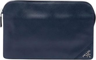 Prada Pre-owned Saffiano Clutch - Femme - Pre-owned - Bleu - Taille: ONE Size