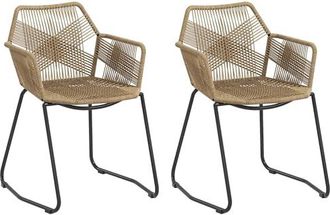 HOMCOM Lot de 2 chaises de Salle à Manger, Chaise de Cuisine Design bohème en résine tressée avec piètement en Acier, 56 x 59 x 74 cm