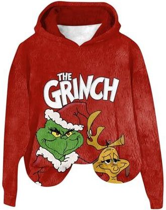 Generic Le Grinch Sweat Femme A Capuche Chaud Oversize Vetement Vêtements Hiver Adulte Costume Pilou Femmes Noël Pyjama Christmas Noel Moche Deguisement Polai