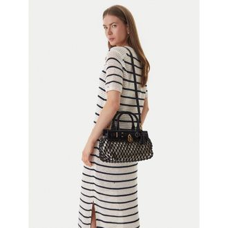 Tommy Hilfiger Handtasche Tommy Hilfiger American Icon Mini Tote Macrame AW0AW18542 Schwarz