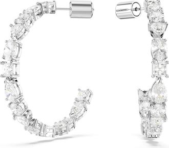 Swarovski Mesmera Kreolen, Weiße und Rhodinierte Damenohrringe mit Strahlenden Swarovski Kristallen