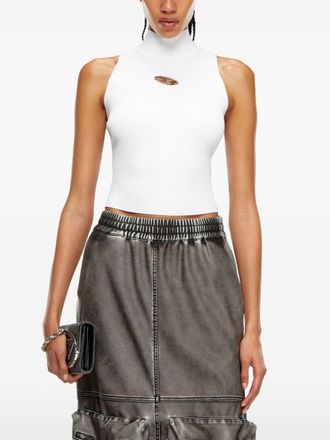 Diesel Ribbed-Knit Turtleneck Tank Top - White