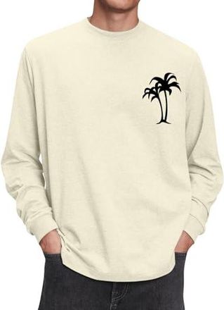 Generic T-shirt &agrave; manches longues pour homme, t-shirt surdimensionn&eacute; imprim&eacute; &agrave; manches longues, t-shirt d&eacute;t&eacute; l&eacute;ger, col rond, t-shirt &agrave; manches longues, t-shi