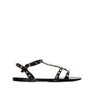 Valentino Garavani Rockstud flache Gummi-Sandalen - - Shoes - Damen - Schwarzk - 35 EU