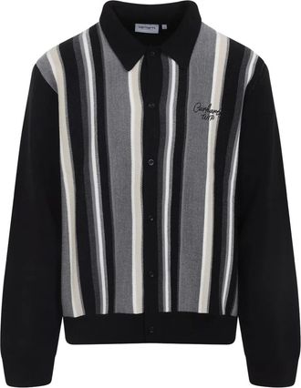 Carhartt Work in Progress cardigan rayé Bainter à col polo - Noir