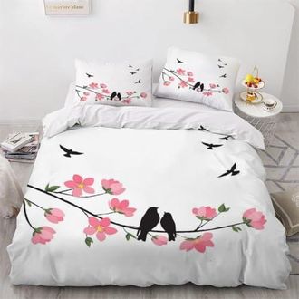 Generic Housse de Couette 240 x 260 Fleurs Roses Parure de Lit 3D Imprim&eacute;e Microfibre Gar&ccedil;On et Fille Housse Couette 2 Personnes avec Fermeture &eacute;clair + 2 Tai