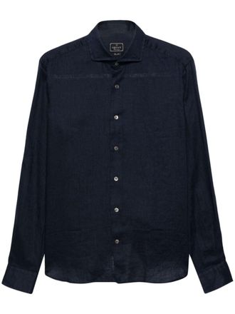 Orian chemise en lin &agrave; manches longues - Bleu
