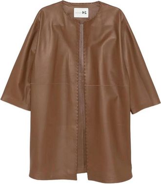 Manzoni24 Manteau En Cuir - Marron
