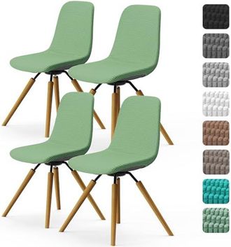 Dioxide Housse de Chaise de Salle &agrave; Manger 4PCS, Housse pour Chaise Cuisine Extensible, Couvre Chaise Moderne Lavable, D&eacute;cor de Cuisine Maison(Vert)