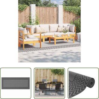 vidaXL Garten-Teppich - Outdoor-Teppich Chevron ARAKIL Schwarz und Grau 600 x 250 cm