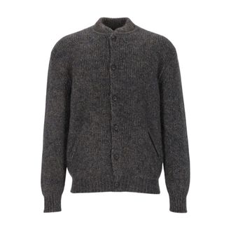 Giorgio Armani Rippstrick-Cardigan aus Mohairmischung mit Rundhalsausschnitt - - Knitwear - Herren - Grau - XL