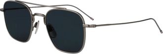 Thom Browne unisex, Accessoires, Gris, Taille: 50 MM Lunettes de soleil aviateur carr&eacute;es en titane