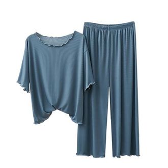 Generic Pyjama Court Femme 2 Pcs Ensemble Pijama Printemps Lingerie Sleepwear Elegant Womens Pas Cher Sets Pajama Shirt Manches Courtes Shorts V&ecirc;tements Rouge