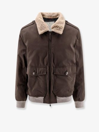 Brunello Cucinelli Cotton blend jacket with fur collar - BRUNELLO CUCINELLI - gender_Man