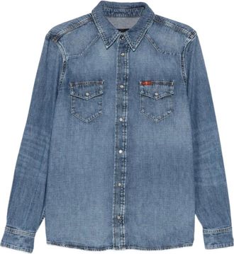 7 For All Mankind Chemise Western &agrave; manches longues - Homme - Chemises - Bleu - Taille: M