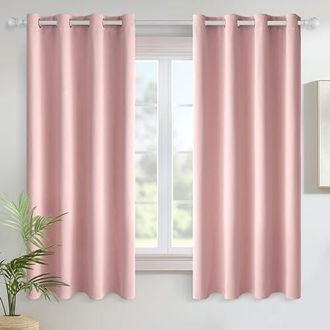 Miulee Rideau Chambre Rose P&acirc;le &agrave; Oeillets 140x160 CM Lot de 2, Rideaux Opaque Doux et Esth&eacute;tiques, Rideau Occultant Thermiques Anti Chaleur Int&eacute;rieurs, D&eacute;co