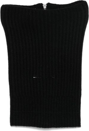 Maison Margiela Ribbed Knit Wool Scarf - Black