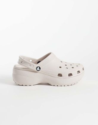Crocs Sabots classiques &agrave; semelle plateforme - Marron clair-Blanc