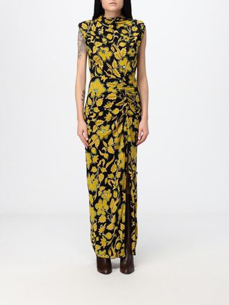 Diane Von F&uuml;rstenberg Langes Etuikleid mit Blumenmuster, geraffter Taille und vorderem Schlitz