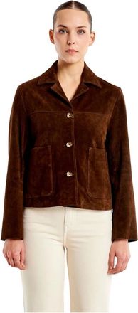 Vicolo Femme, Vestes, Brun, Taille: 40 FR Giacca Corta in Pelle Scamosciata