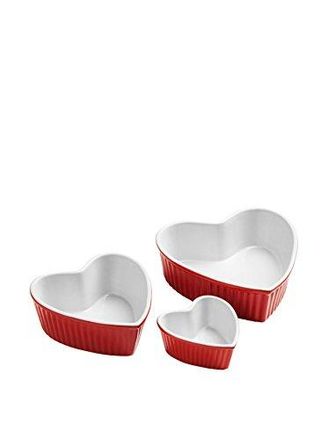Premier Amour Set von 3 Herzformschalen, Weißsteinzeug, 125ml, 540ml, 900ml
