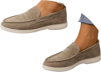 Onsoyours Damen Wildleder Loafers Flache Lässige Schuhe Freizeitschuhe Slip on Round Toe Wanderschuhe Bequeme Halbschuhe Sommer Bootsschuhe Atmungsaktiv Mokassi