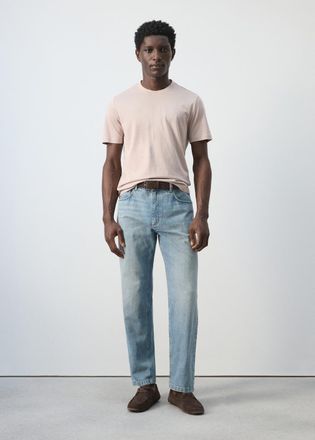 Mango Gerade geschnittene Jeans aus Baumwolle-Leinen-Mischung hellblau vintage - Herren - 40 - MANGO MAN