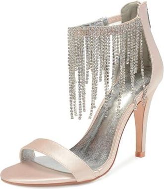 Generic Femme Talon Aiguille Chaussure Escarpin Sandale Ouvert Chic Mari&eacute;e Et&eacute; Talon Mariage Soir&eacute;e Chaussures 10.5Cm,Champagne,40 EU