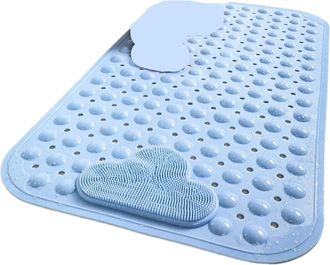 Generic 1 St&uuml;ck rutschfeste PVC-Duschmatte mit Saugn&auml;pfen und Abflussl&ouml;chern, Massageteppich for Badezimmer, Badewanne, Badteppiche, 15,7 x 27,5 Zoll(Light Bl