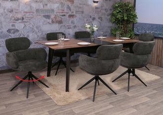 Mendler 6er-Set Esszimmerstuhl HWC-O77, Küchenstuhl Stuhl, drehbar Auto-Return, Stoff (310g/m²) Chenille Öko-Tex - anthrazit